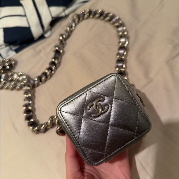 CHANEL | Bags | Chanel Metallic Silver Mini Cube Bag | Poshmark